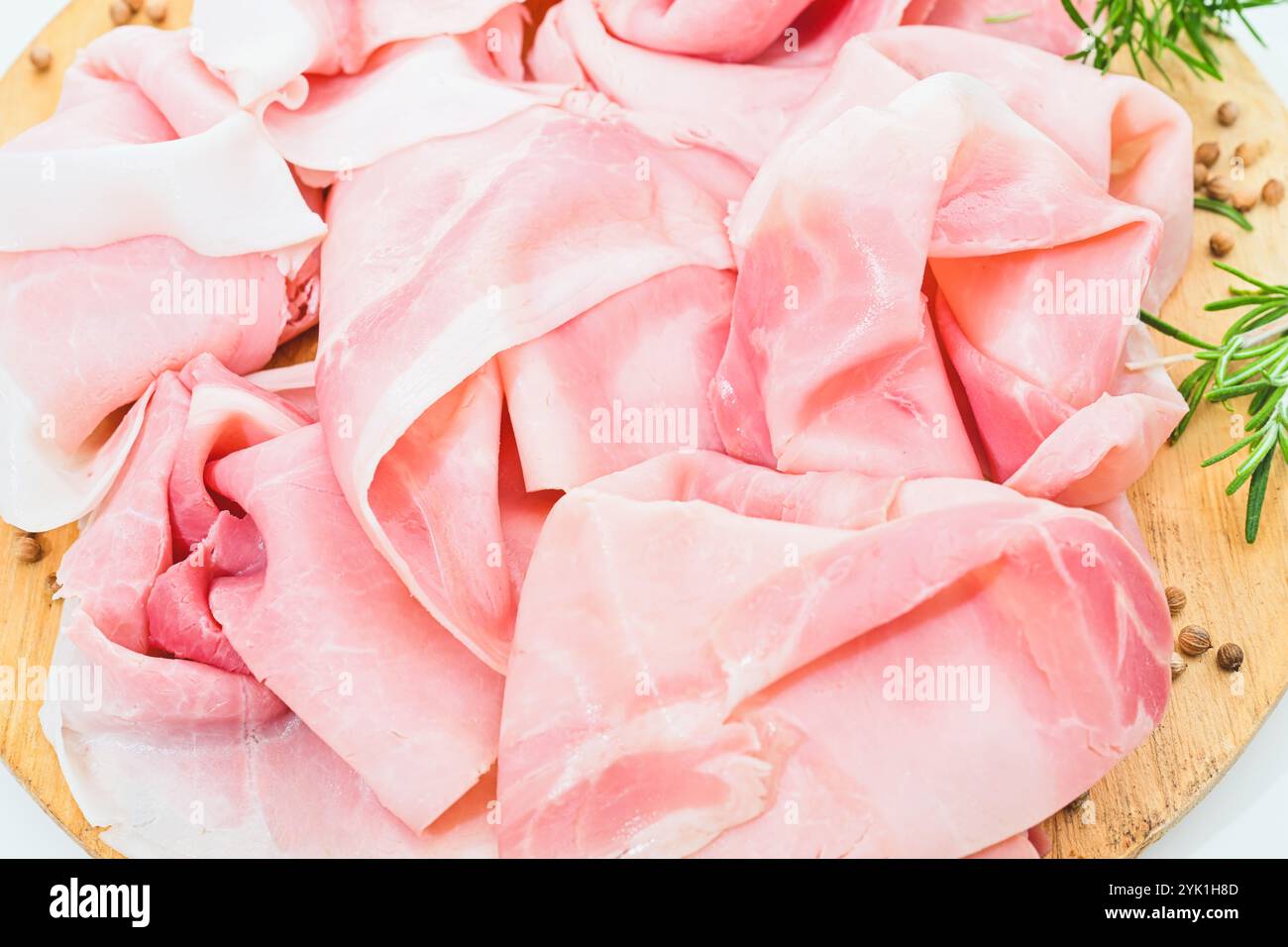 Prosciutto cotto or cooked ham in Italy on white background Stock Photo ...