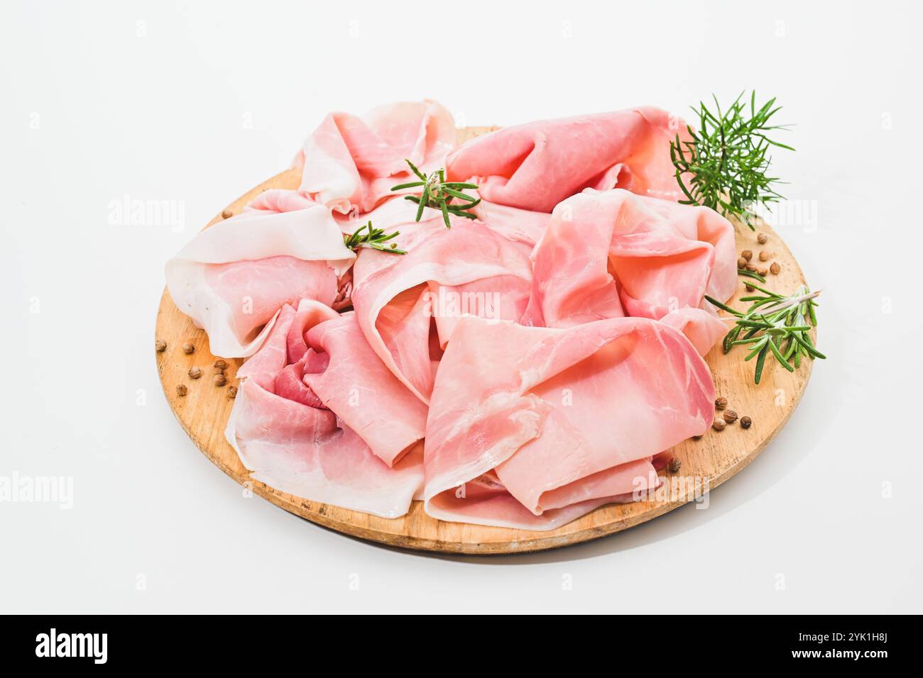 Prosciutto cotto or cooked ham in Italy on white background Stock Photo ...