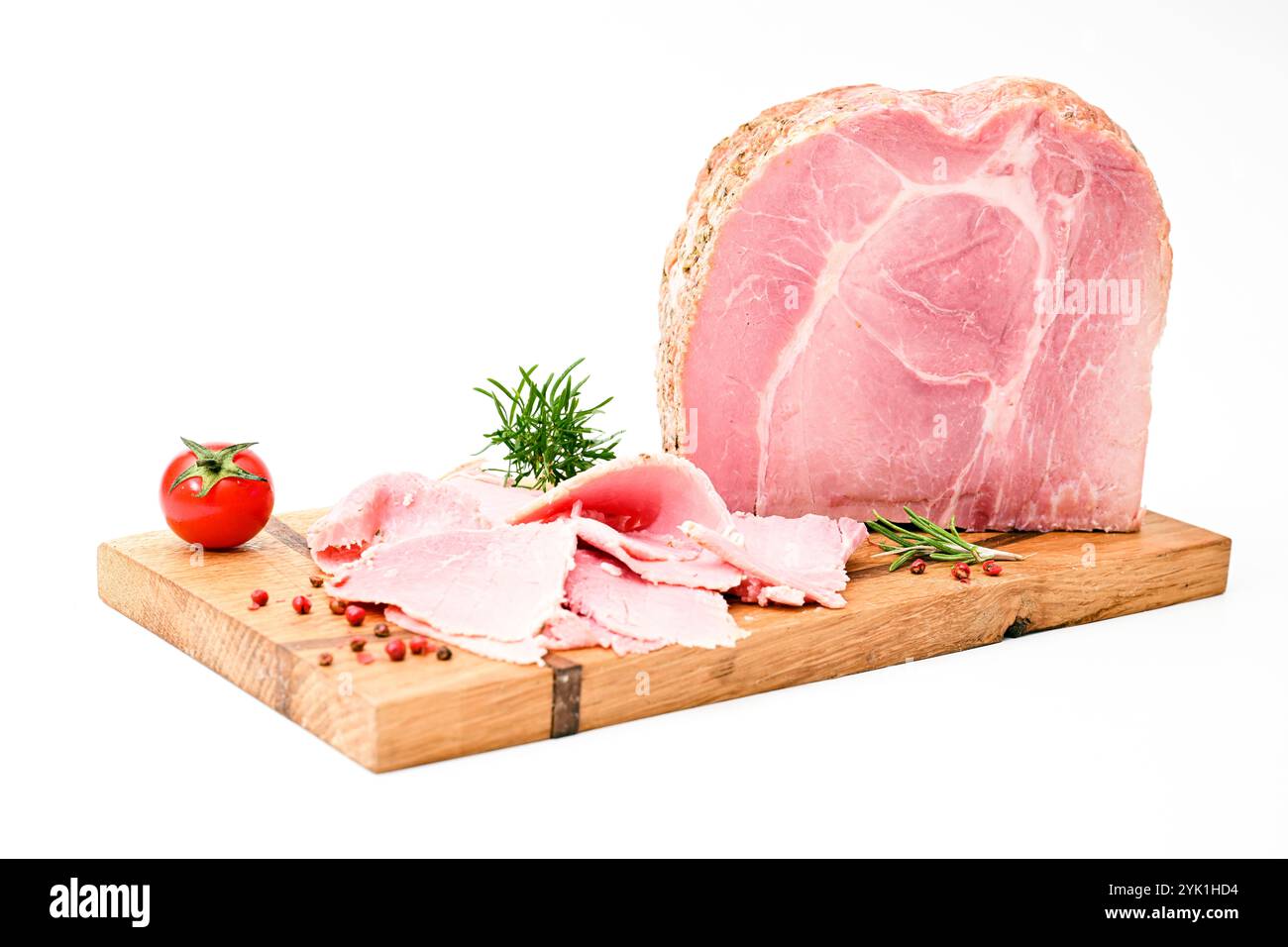 artisan cooked ham in Italy on white background Stock Photo - Alamy