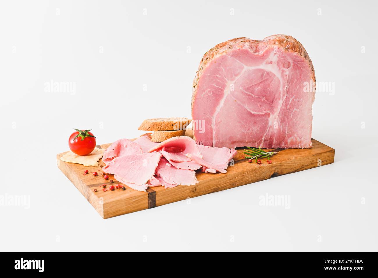 artisan cooked ham in Italy on white background Stock Photo - Alamy