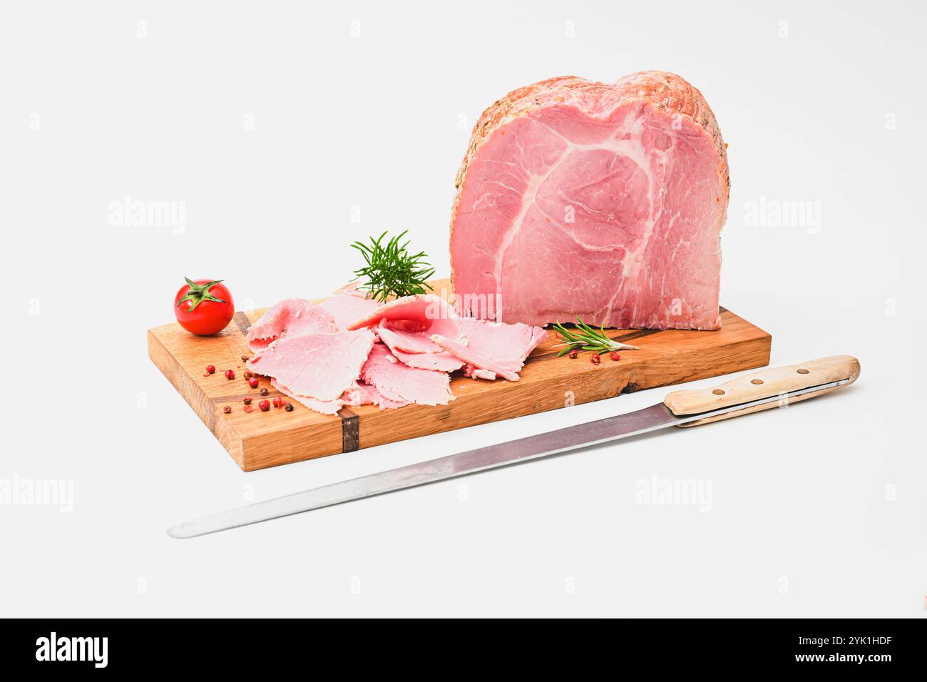 artisan cooked ham in Italy on white background Stock Photo - Alamy