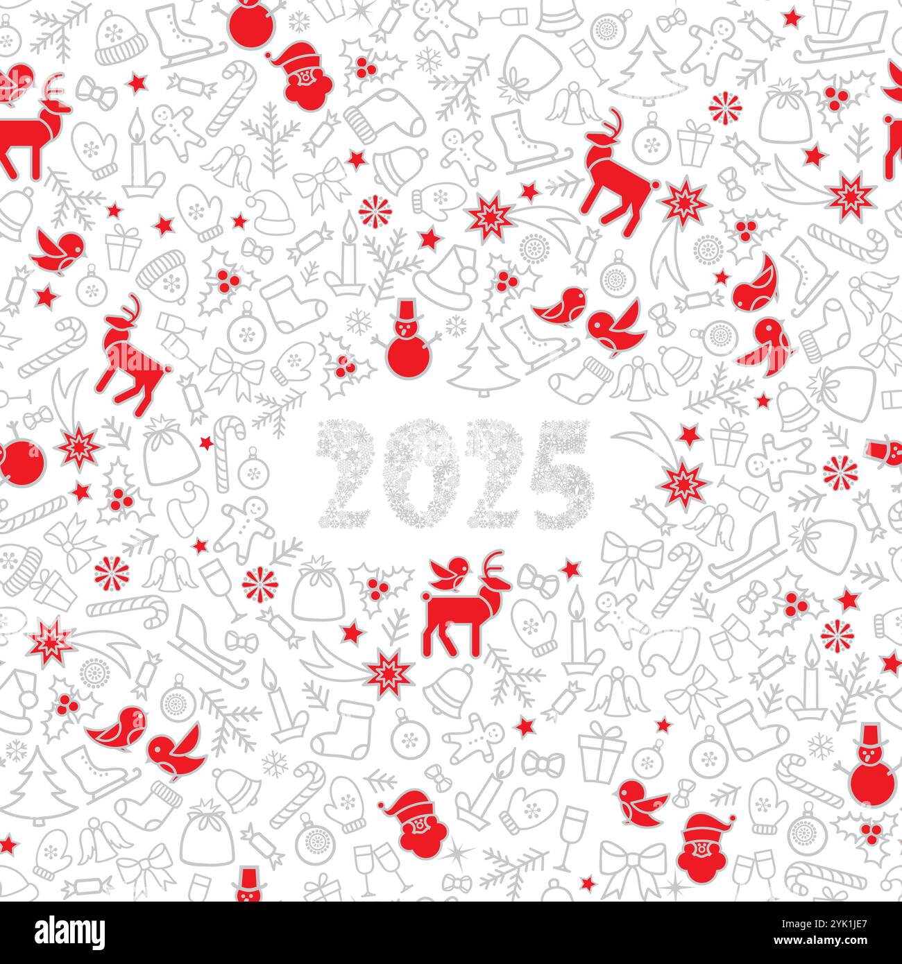 Christmas icon holiday background with numbers 2025. Happy New Year ...