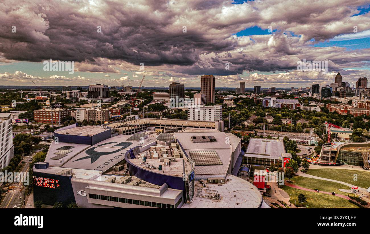 Stunning aerial views of downtown Atlanta featuring the iconic SkyView ...