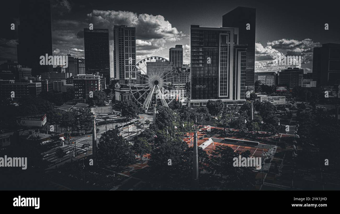 Stunning aerial views of downtown Atlanta featuring the iconic SkyView ...