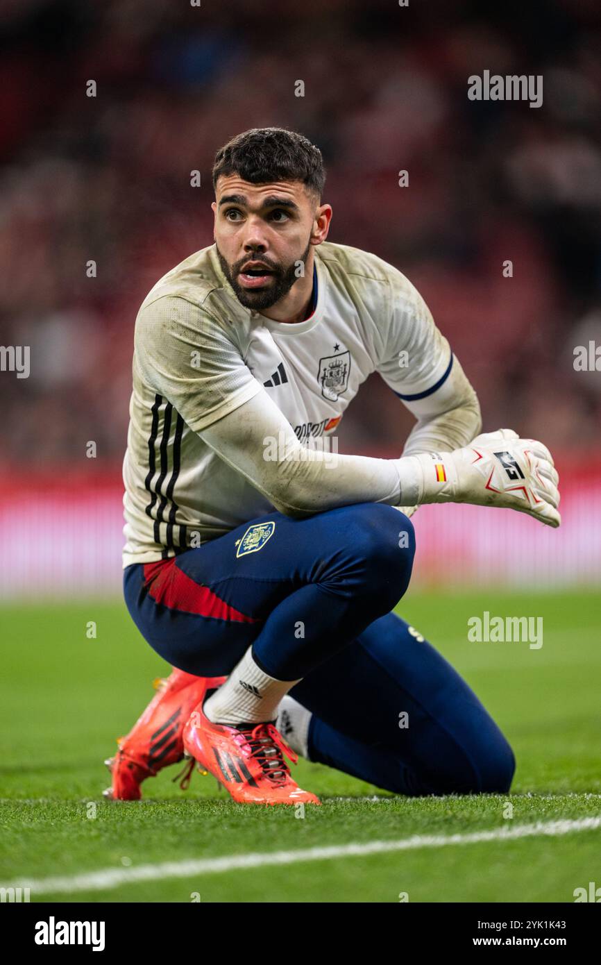 Copenhagen, Denmark. 15th Nov, 2024. Goalkeeper David Raya of Spain is ...