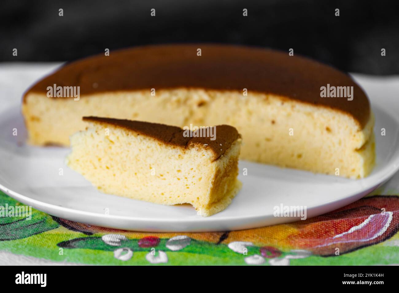 Traditional Japanese cheese cake, light cotton cake, cloud cake Stock ...