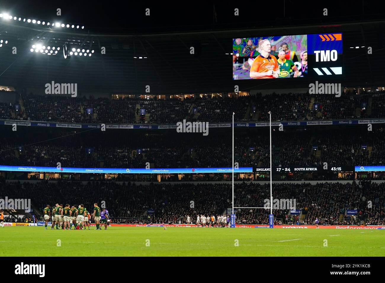 The big screen showing the TMO before ruling out a try from England's ...