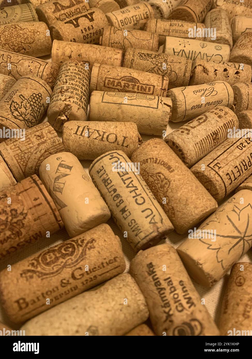 Collection of Wine Corks With Winery Logos and Textures Stock Photo - Alamy