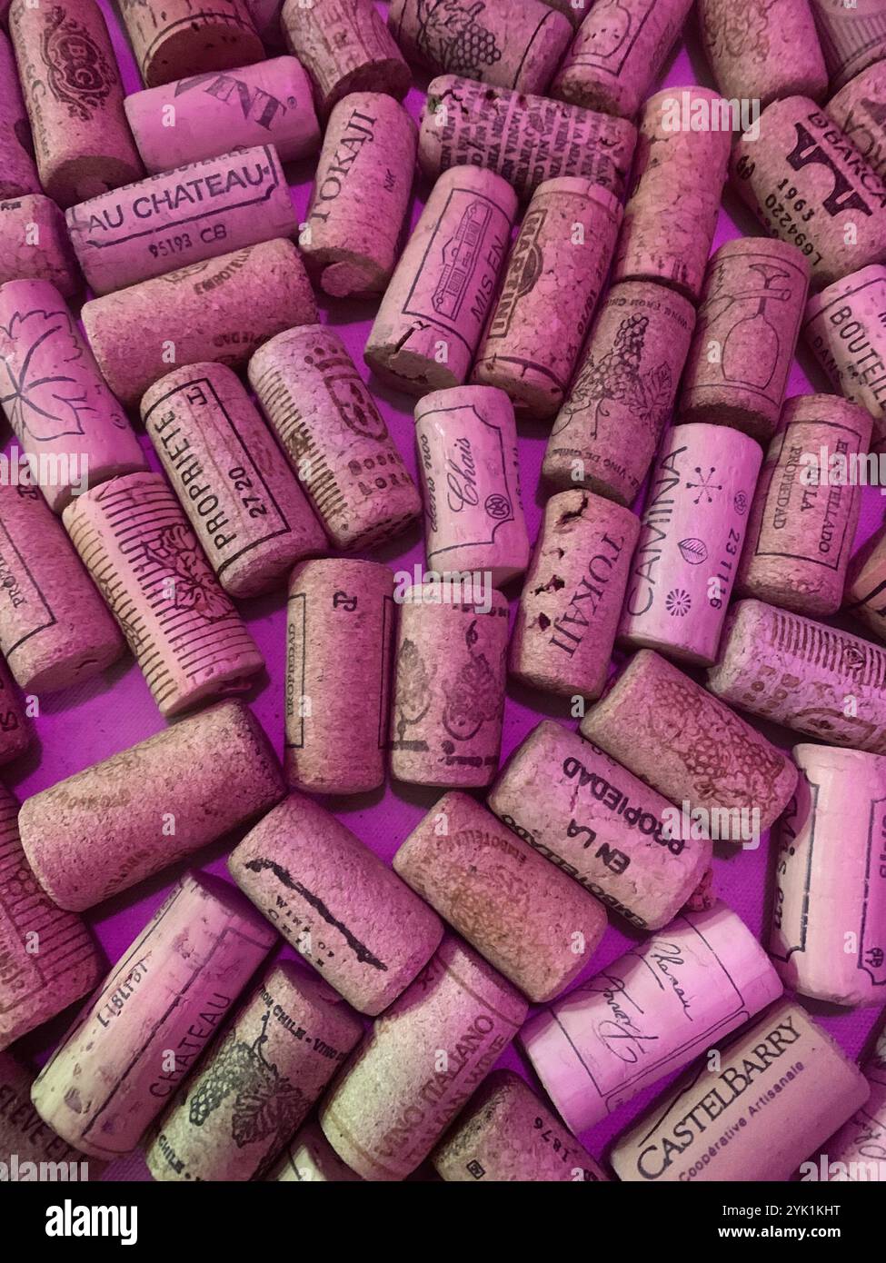 Collection Of Wine Corks With Vintage Labels And Textures Stock Photo ...