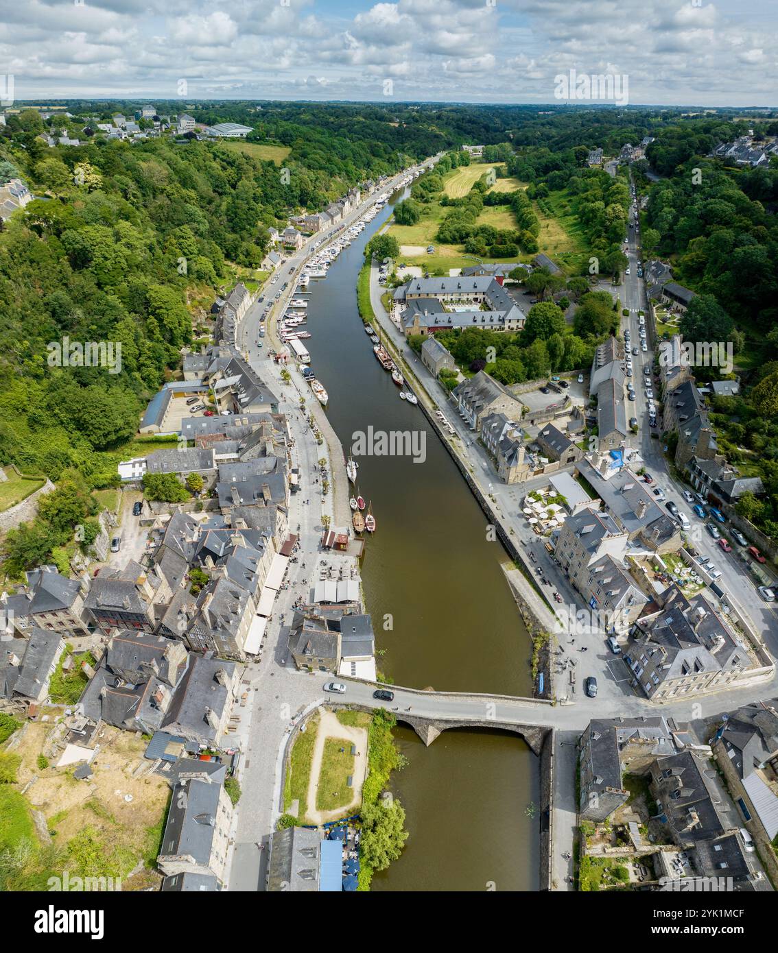Aerial view of Dinan. Small Breton town famous for its castle, its ...