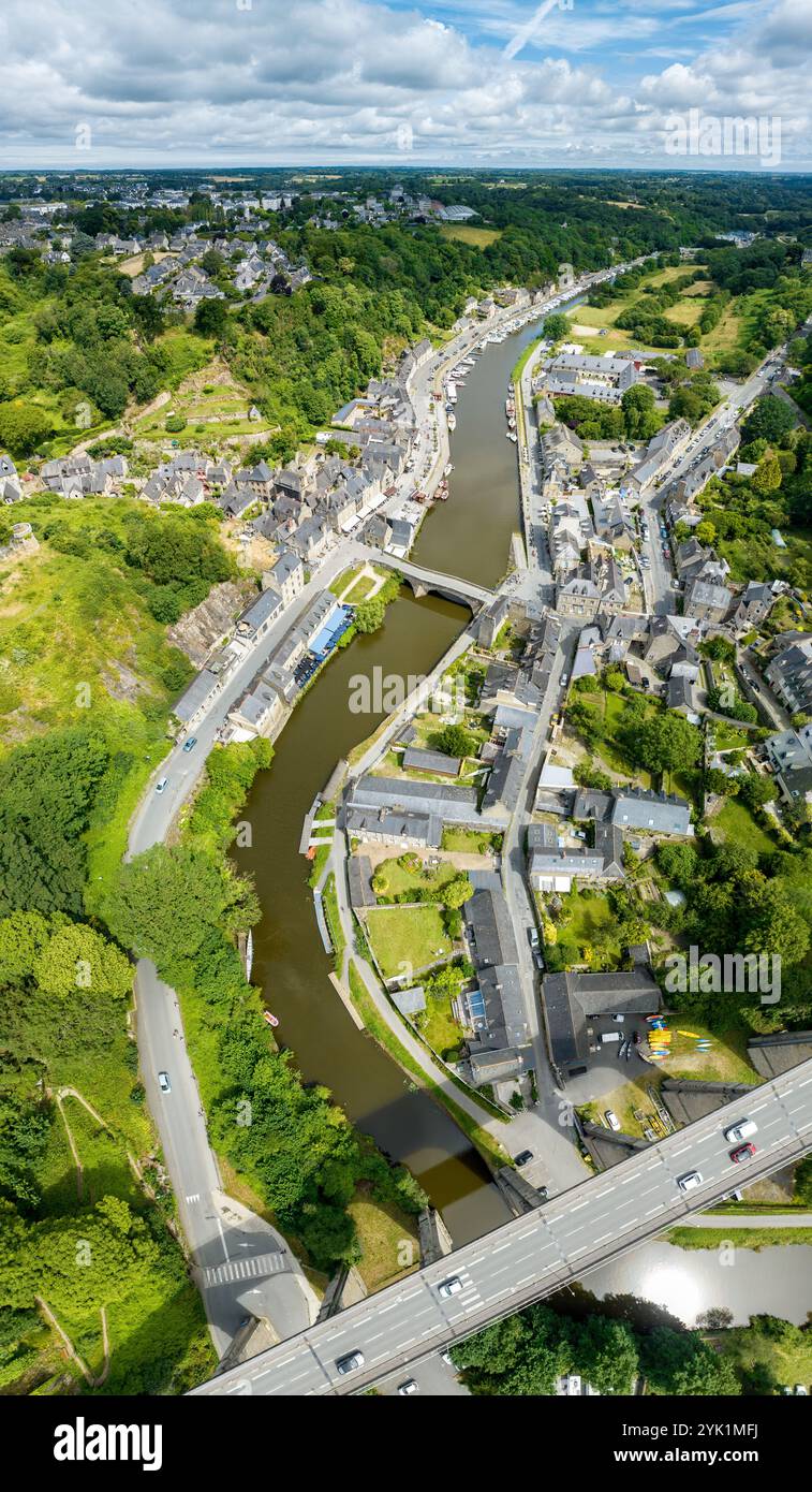 Aerial view of Dinan. Small Breton town famous for its castle, its ...