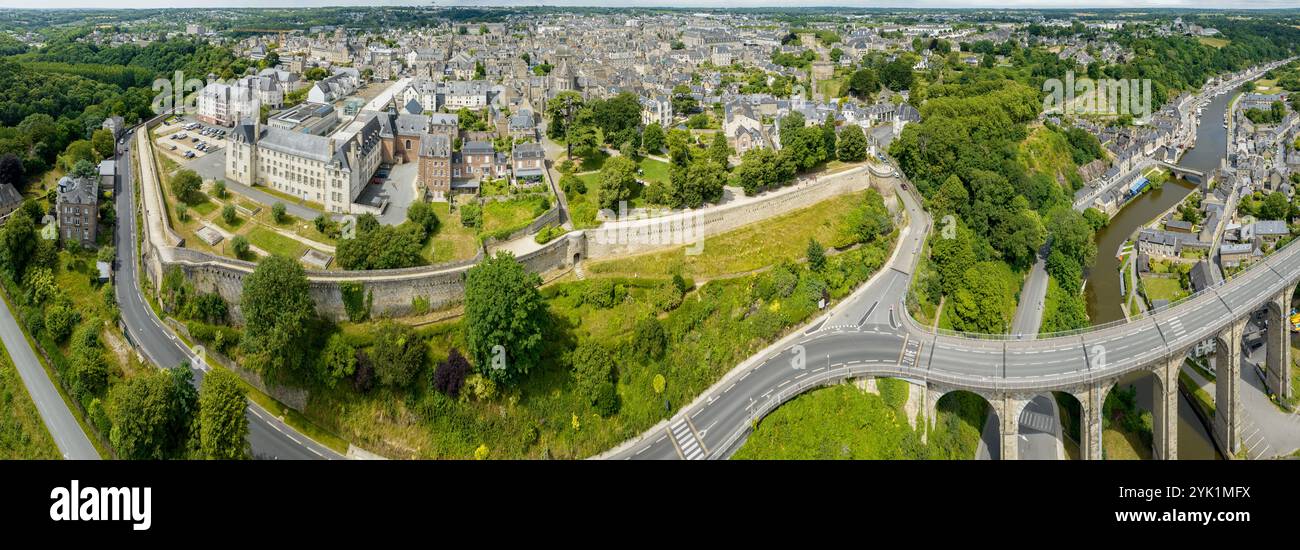 Aerial view of Dinan. Small Breton town famous for its castle, its ...