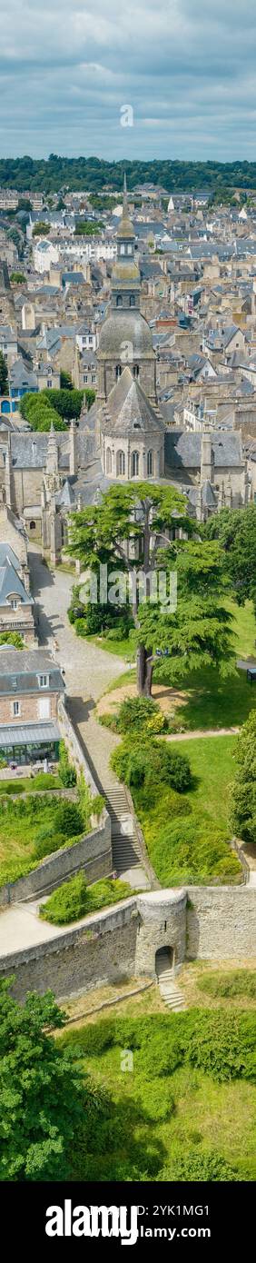 Aerial view of Dinan. Small Breton town famous for its castle, its ...