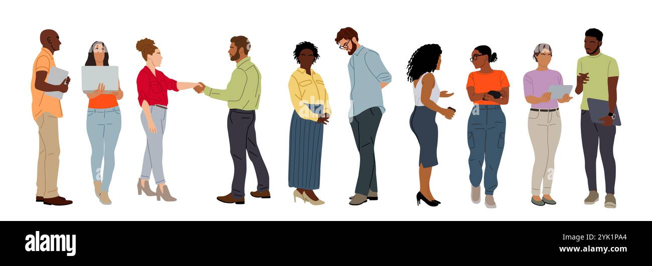 Different business team members standing on white Stock Vector Image ...