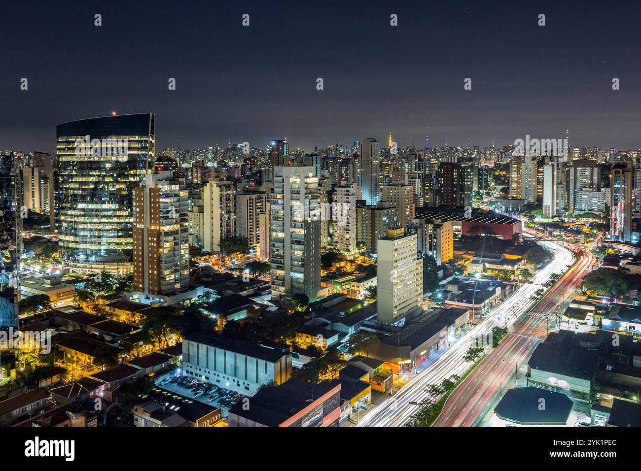 Night aerial view of São Paulo´s Financial District, the Faria Lima ...