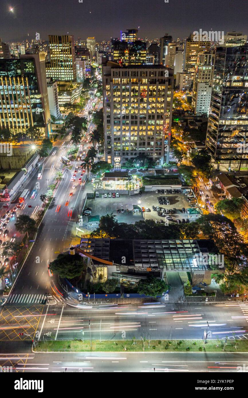 Night aerial view of São Paulo´s Financial District, the Faria Lima ...