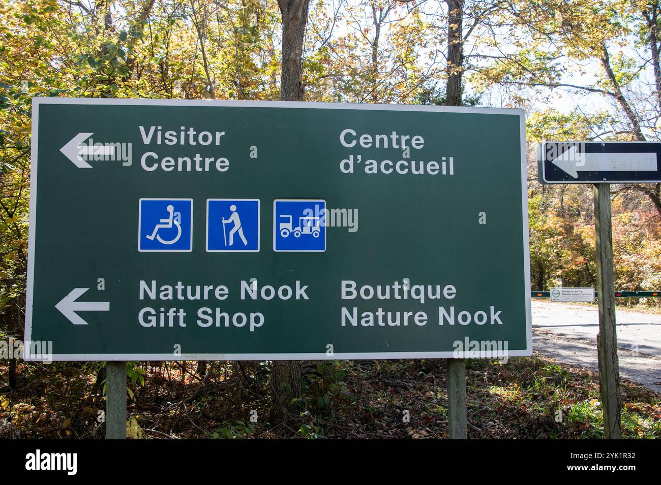 Directional sign to the visitor centre and gift shop at Point Pelee ...