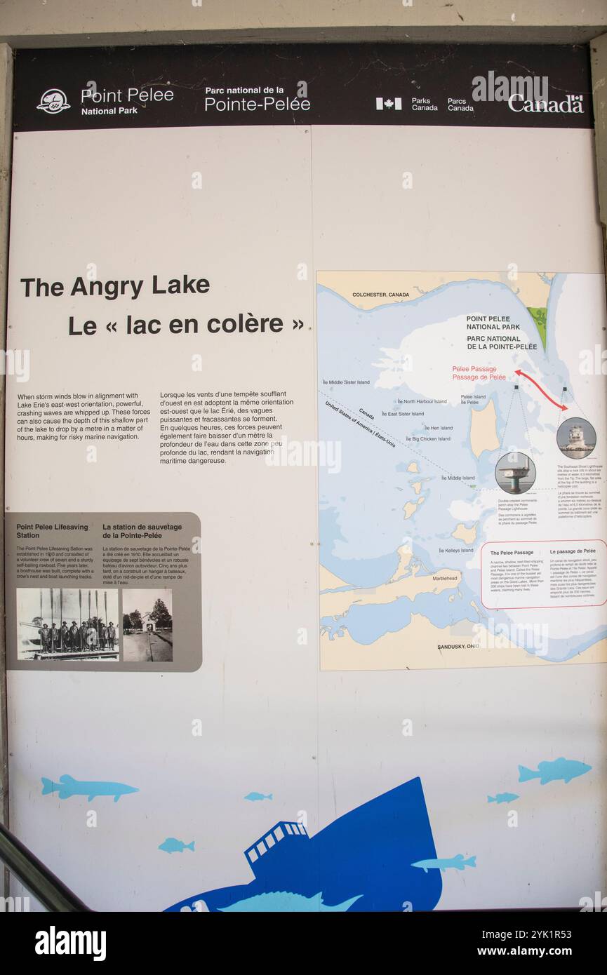 Information sign on the angry lake at Tip Exhibit at Point Pelee ...