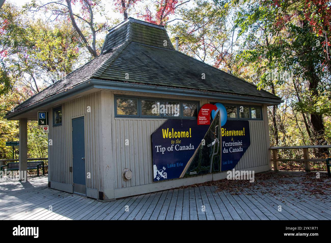 Amenities building at the Tip Exhibit at Point Pelee National Park in ...