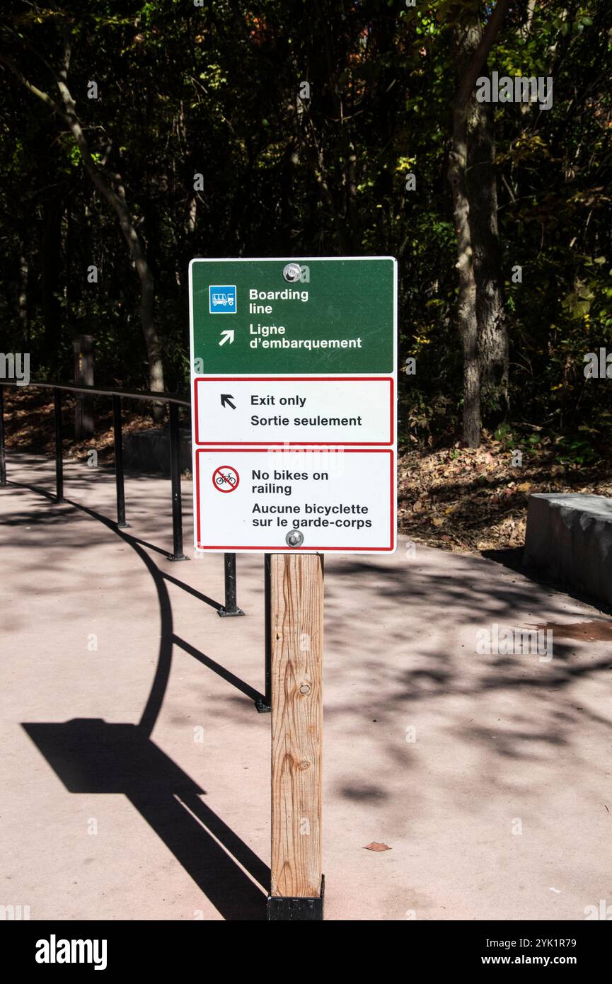 Boarding line sign for shuttle at Tip Exhibit at Point Pelee National ...