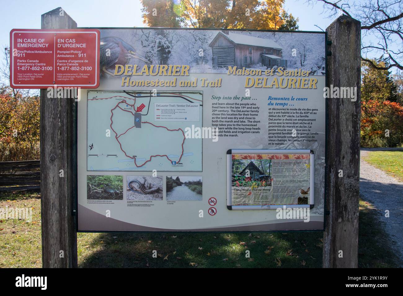 Information sign on Delaurier Homestead and Trail at Point Pelee ...