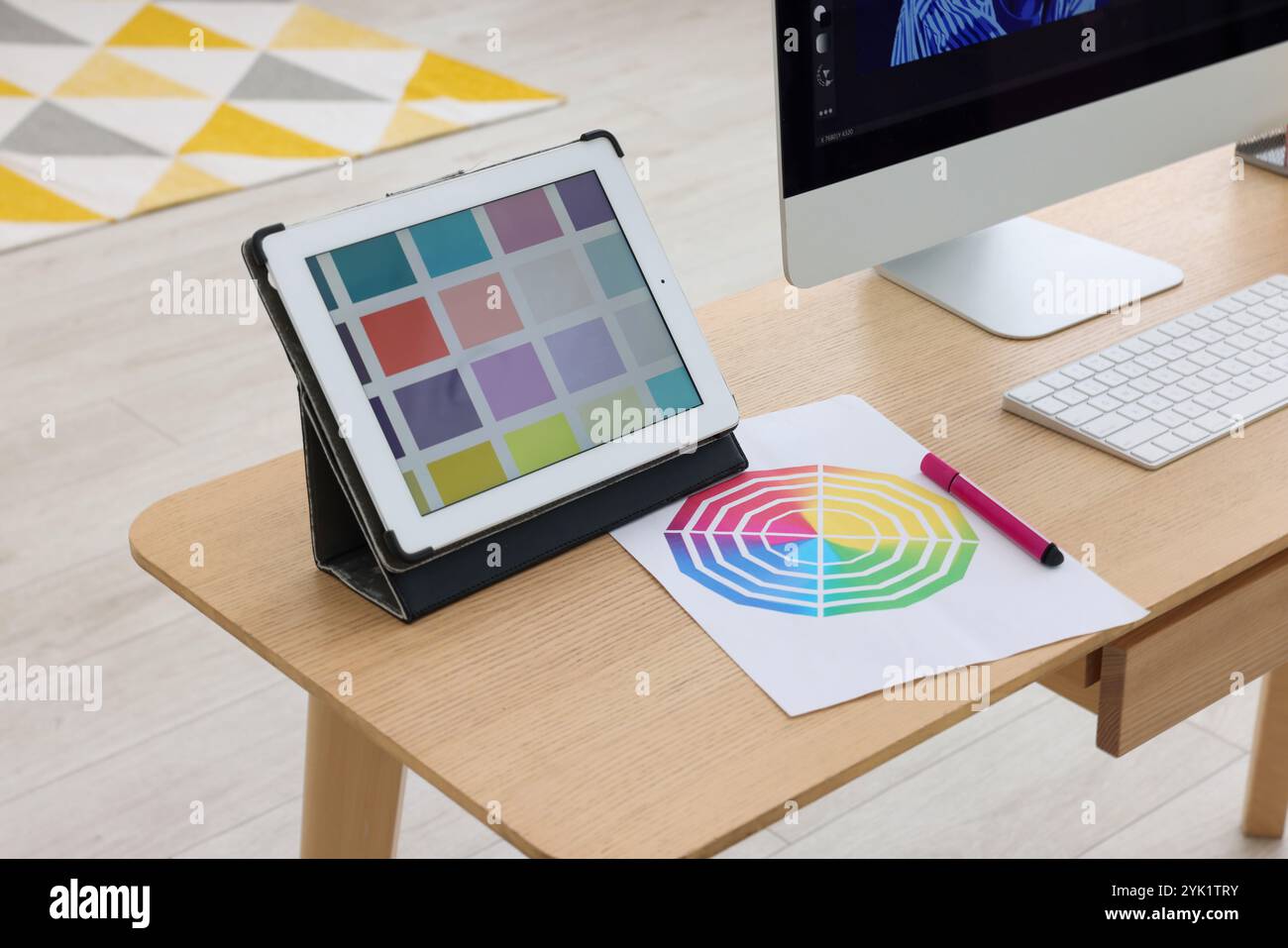 Designers workplace tablet color hi-res stock photography and images ...