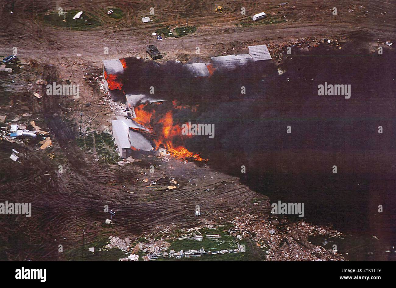 An aerial photograph of the Branch Davidian's Mount Carmel center on ...