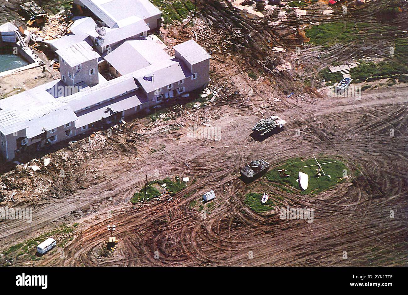 An aerial photograph of the Branch Davidian's Mount Carmel center on ...