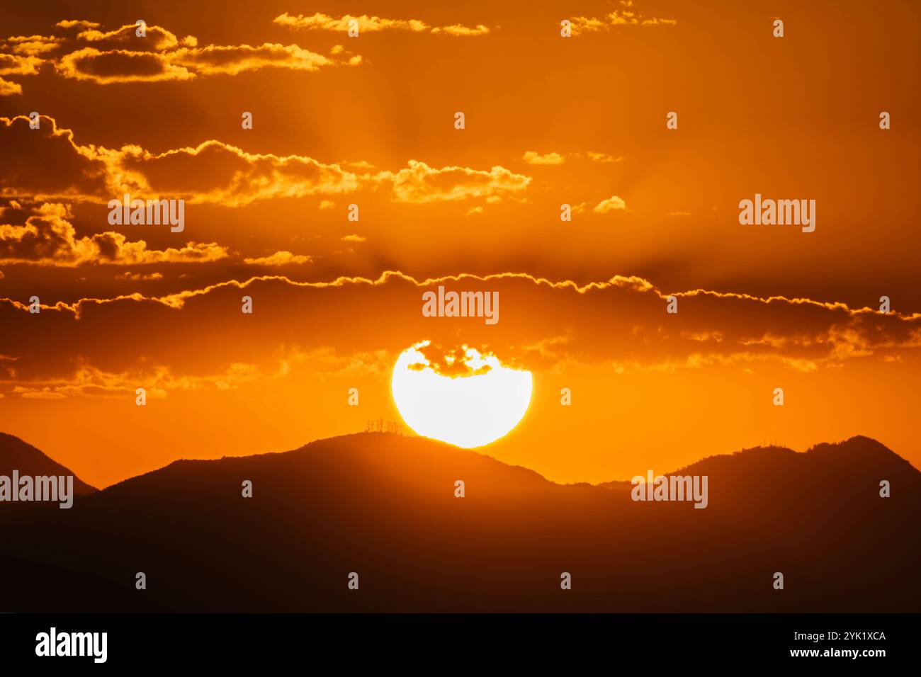 Sunrising behind Mt Disappointment in the San Gabriel Mountains. Photo ...