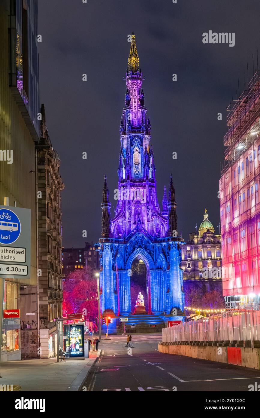 Edinburgh Christmas Market funfair lights, Edinburg, Scotland, UK ...