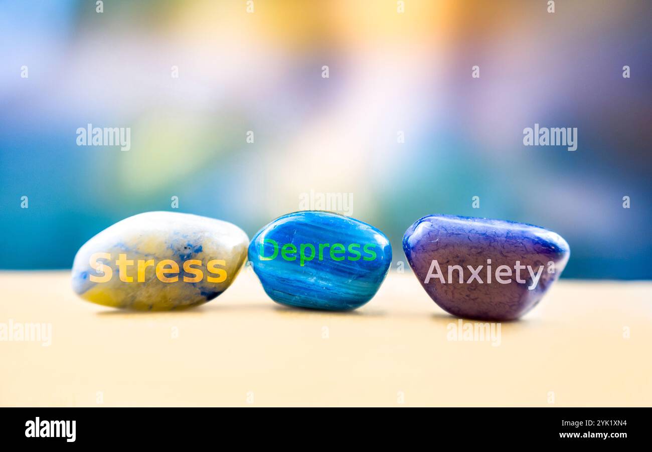 Stones that help against depression, anxiety and stress Stock Photo - Alamy