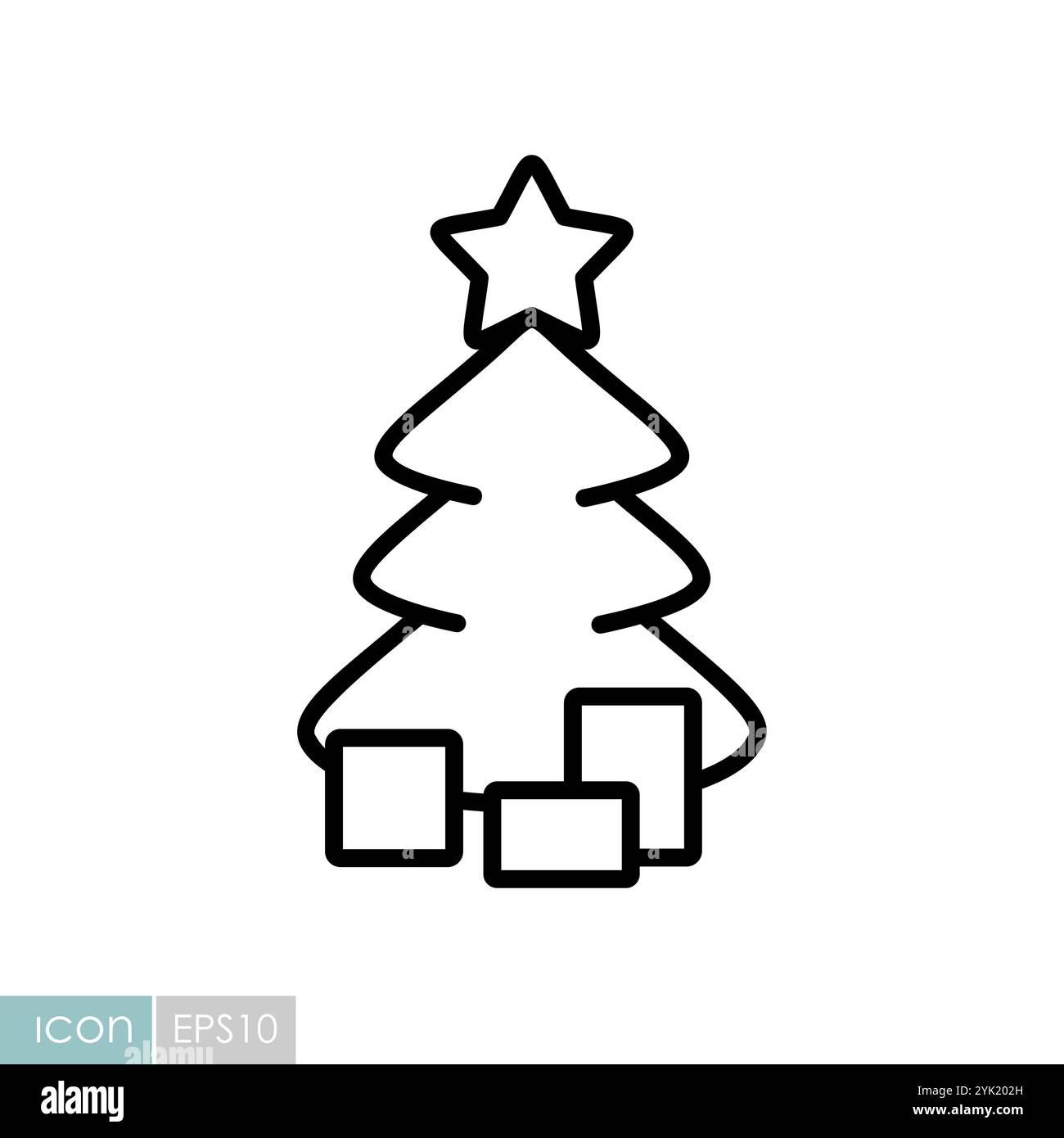 Christmas tree with presents vector icon. Winter sign. Graph symbol for ...