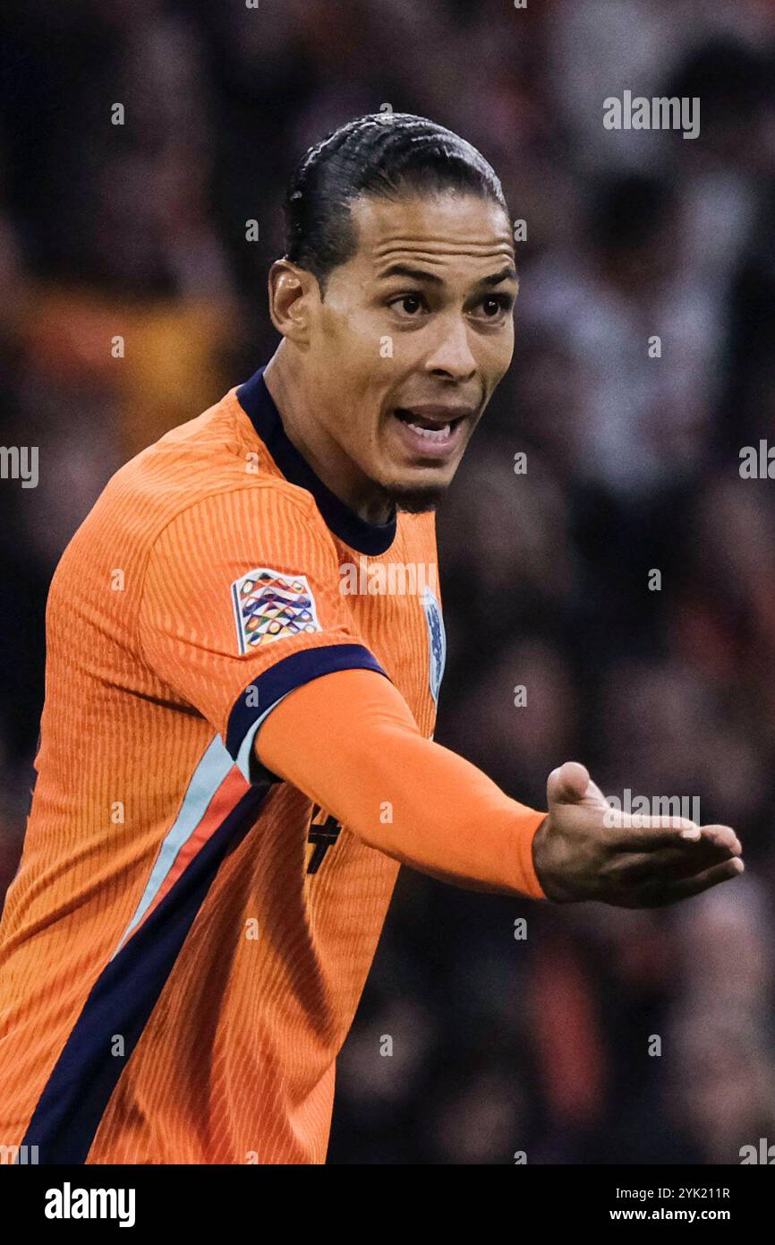 Virgil van Dijk of the Netherlands reacts during the UEFA Nations ...