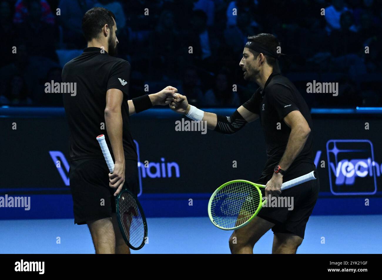Marcelo Arevalo (SLV) and Mate Pavic (HRV) during the Men's Double match against Andrea ...