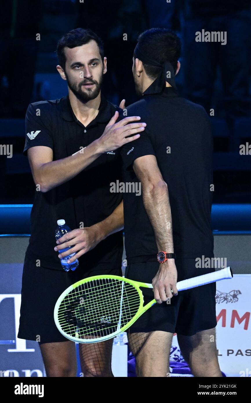 Marcelo Arevalo (SLV) and Mate Pavic (HRV) during the Men's Double match against Andrea ...