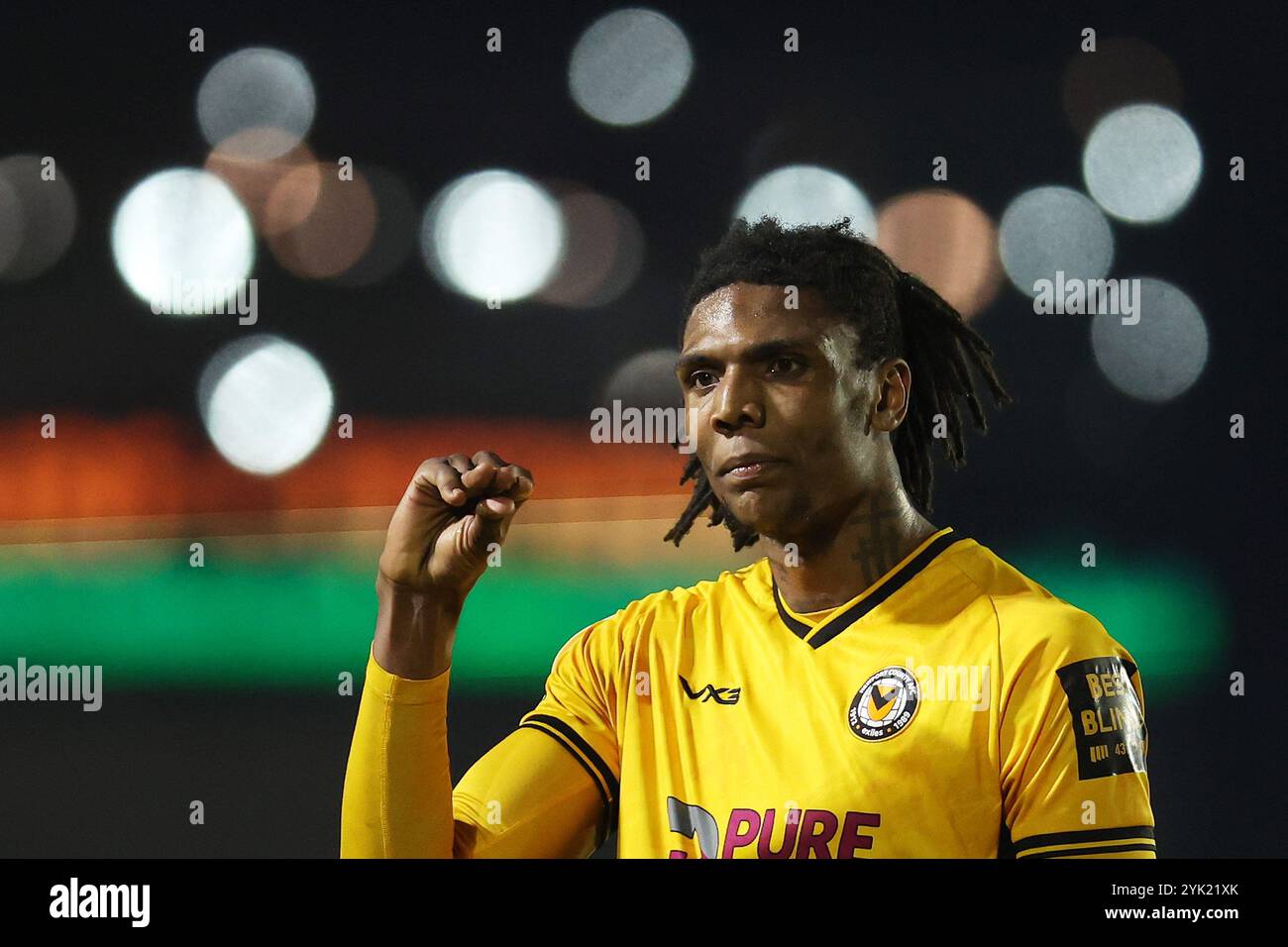 Newport, UK. 16th Nov, 2024. Kyle Hudlin of Newport county gestures ...