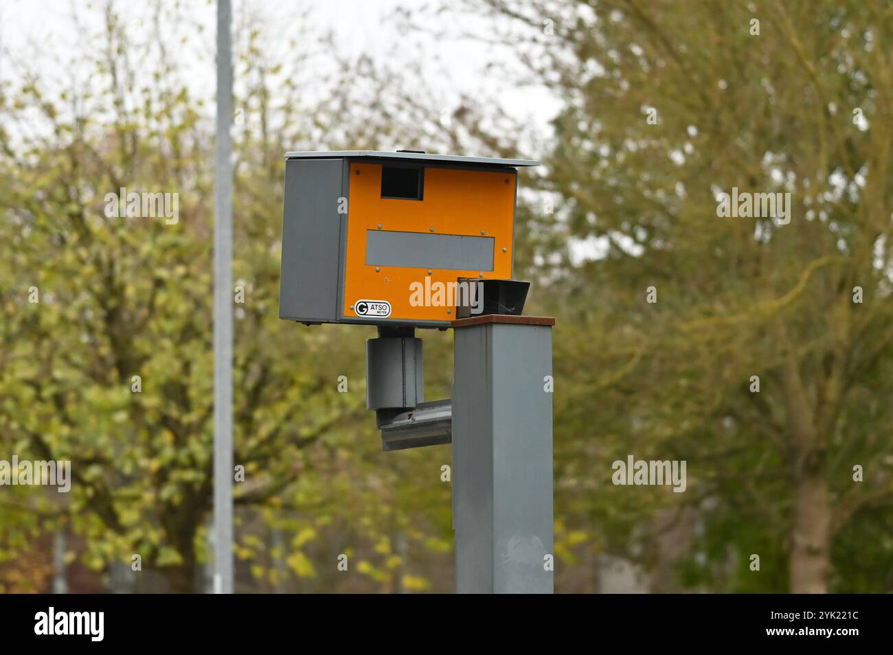 Cambridge, UK, 16 11 2024, Motorist speed trap camera moutned on steel ...