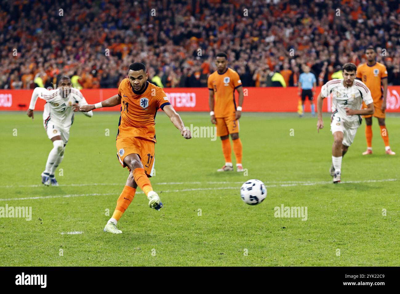 AMSTERDAM - Cody Gakpo of Holland scores the 2-0 during the UEFA Nations League match between ...