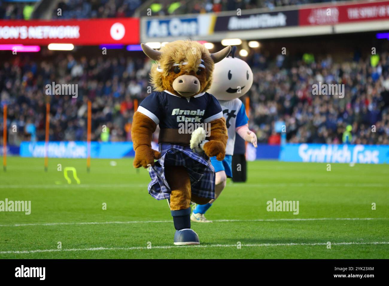 Edinburgh, Scotland. 16th November 2024. Mascots compete during half ...