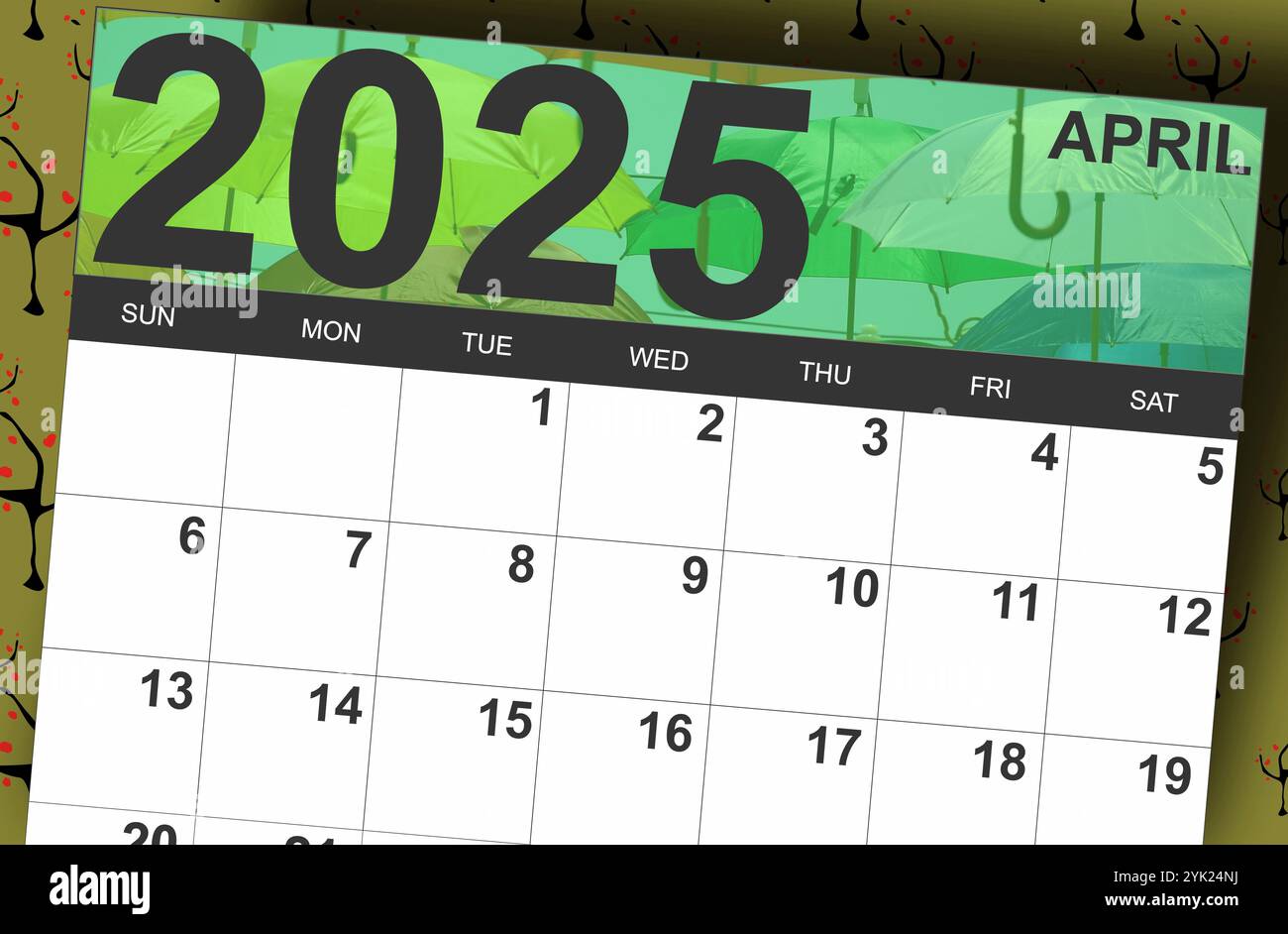 Calendar header for April 2025 Stock Photo - Alamy