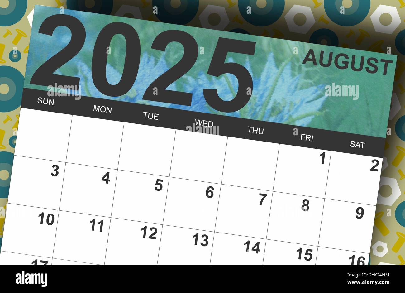 Calendar header for August 2025 Stock Photo - Alamy