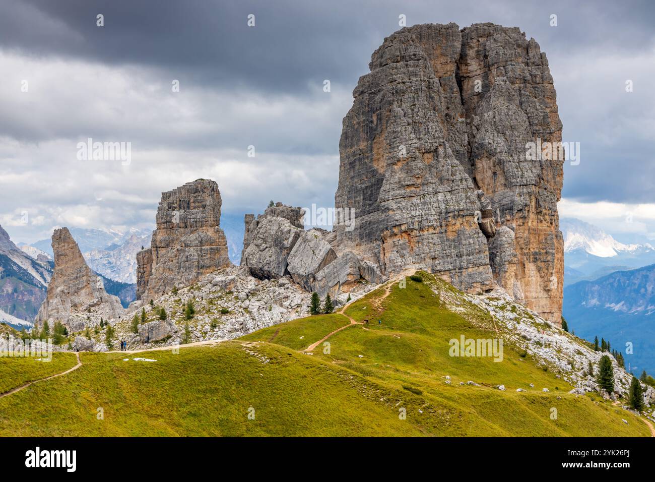 Cinque Torri mountain tower in the Dolomites group of distinctive rock ...