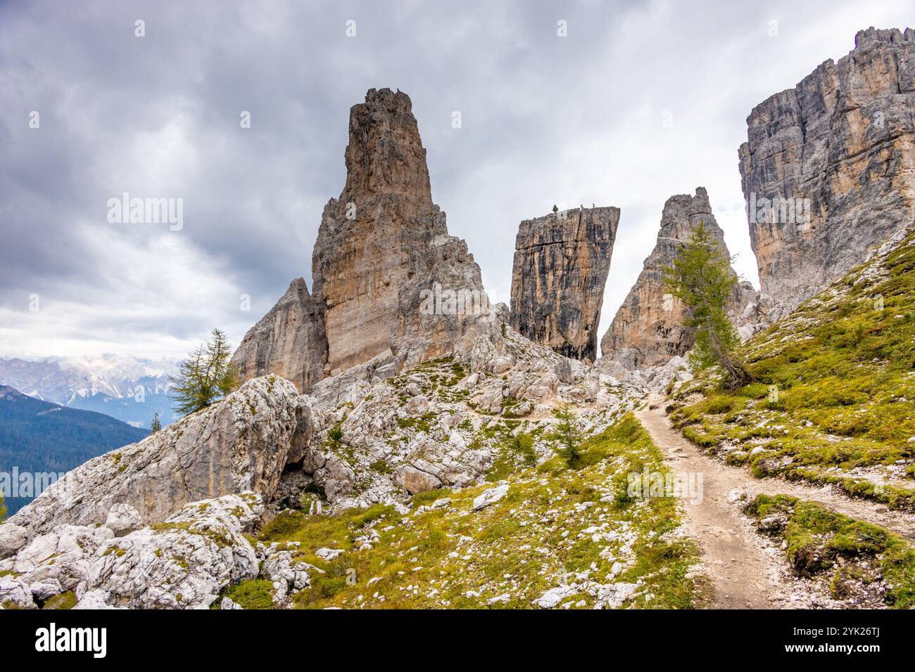 Cinque Torri mountain tower in the Dolomites group of distinctive rock ...