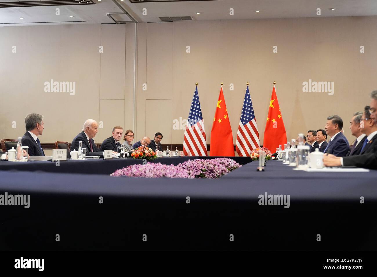 President Joe Biden meets with Chinese President Xi Jinping during a ...