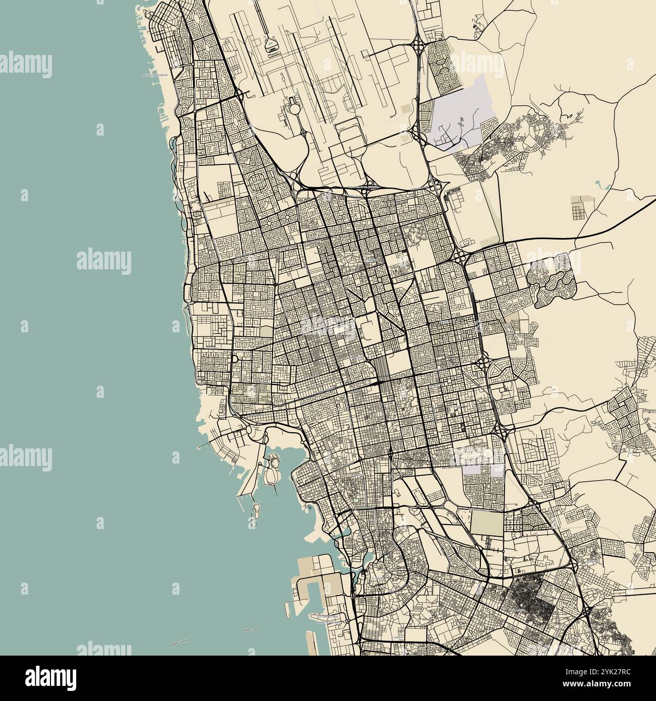 City labeled map of Jeddah, Saudi Arabia Stock Vector Image & Art - Alamy