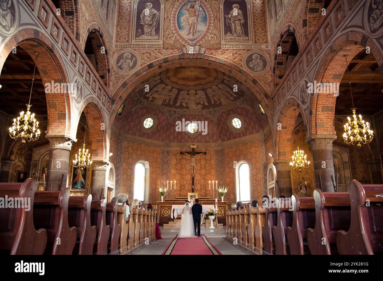 Lentvaris, Lithuania - 18/08/2018 - The wedding in the Lentvaris Church ...