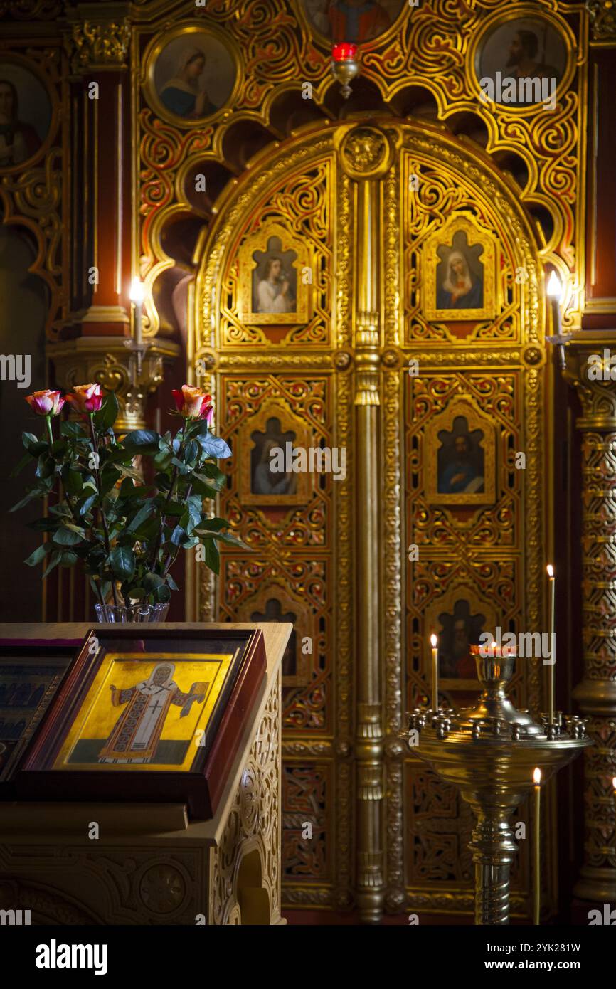 Vilnius, Lithunia - 30/06/2018 - An altar in the Orthodox Cathedral of ...