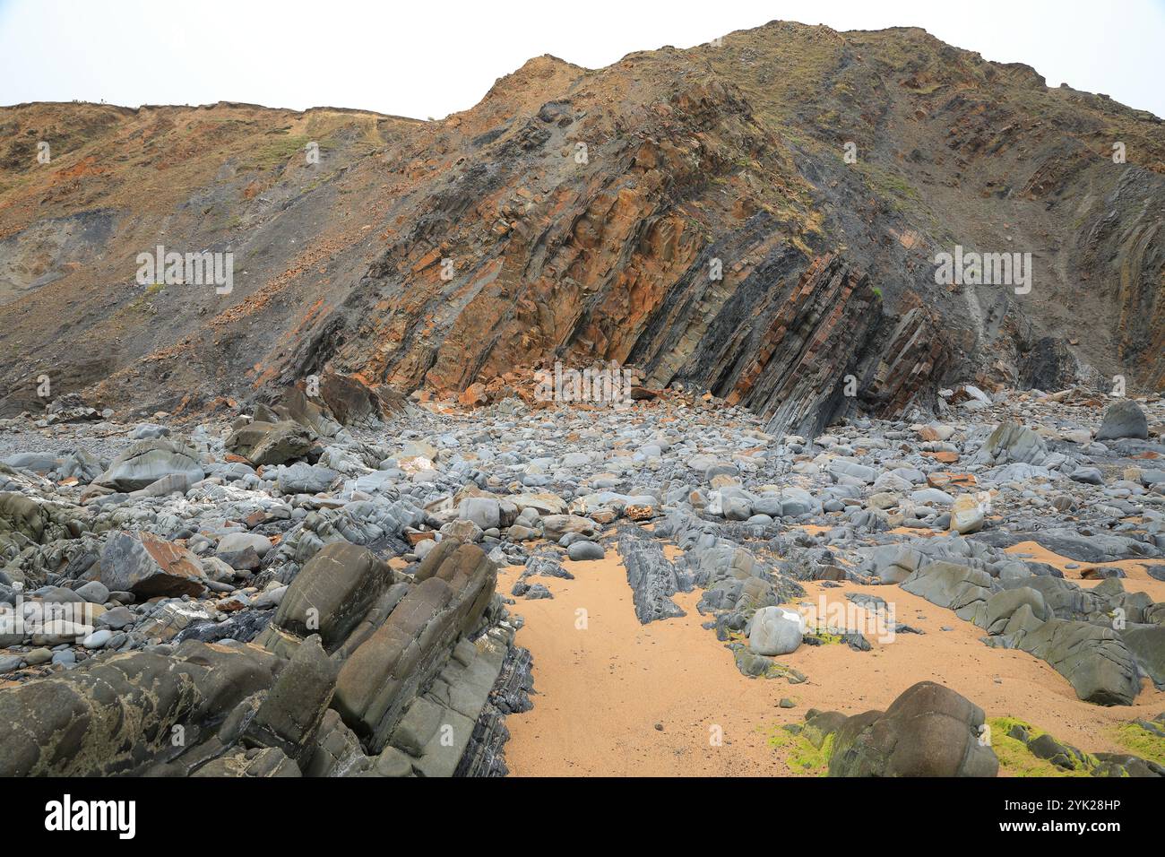 Sandymouth bay sandstone cliffs, Bude, Cornwall, England, UK Stock ...