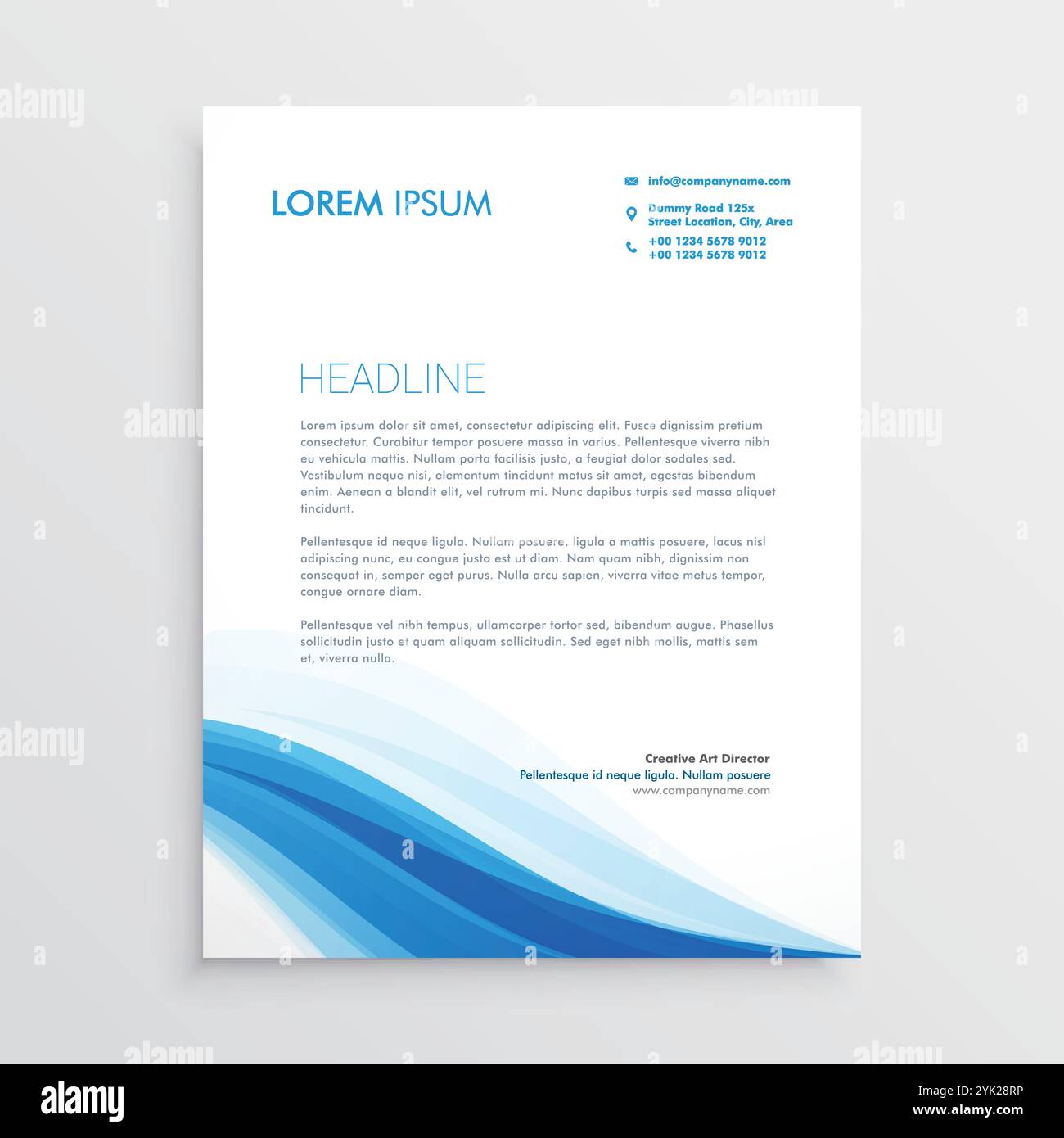 creative blue wavy shape letterhead design Stock Vector Image & Art - Alamy