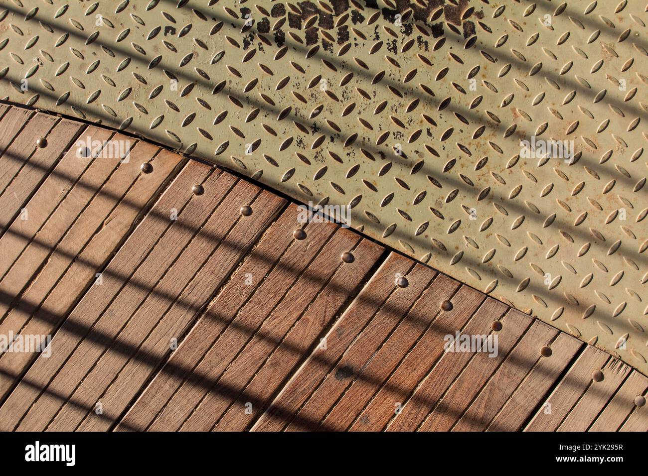 Wood and metal textures outside in sunlight Stock Photo - Alamy